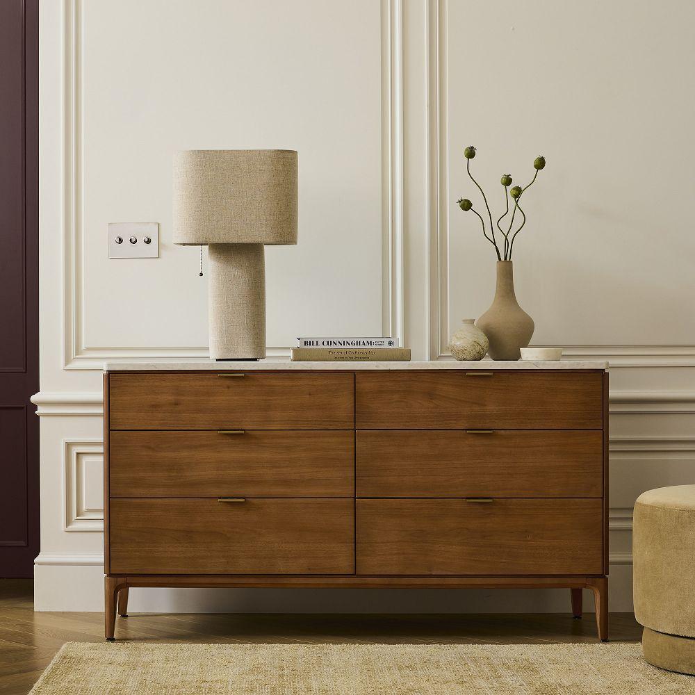 Parker 6 Drawer Chest Modern Walnut Marble Design West Elm UK